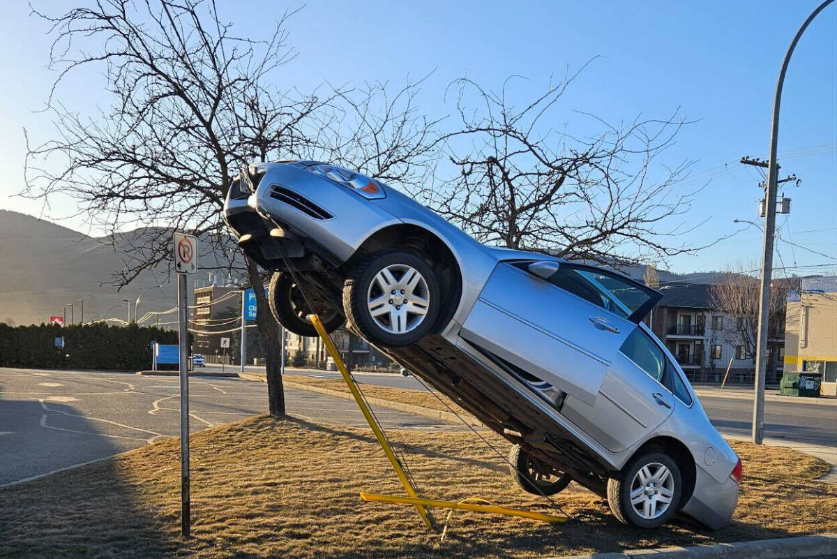 How a car ended up high wired in Vernon | Williams Lake Tribune